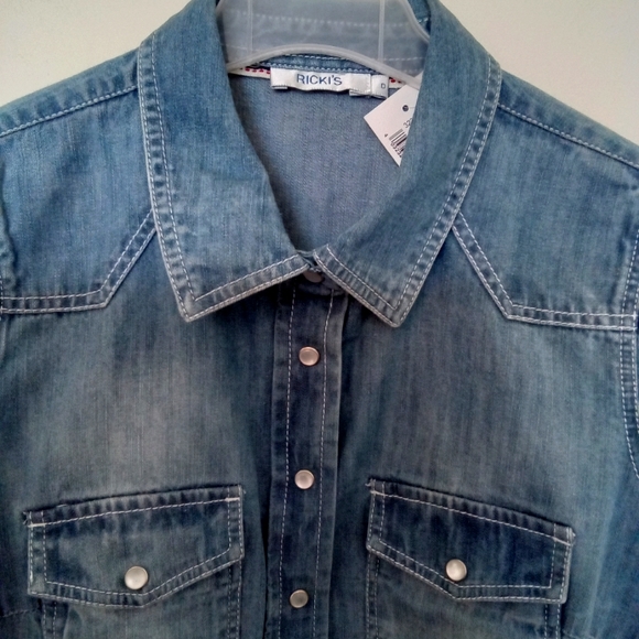 Ricki's | Tops | Western Style Denim Button Down Shirt With Pearlized Snap Buttons | Poshmark
